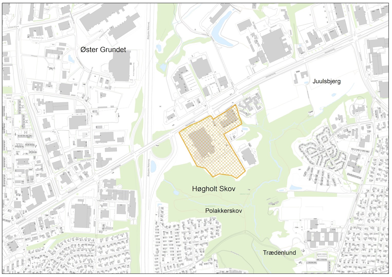 Kort over aflastningsområde i Vejle Kommune